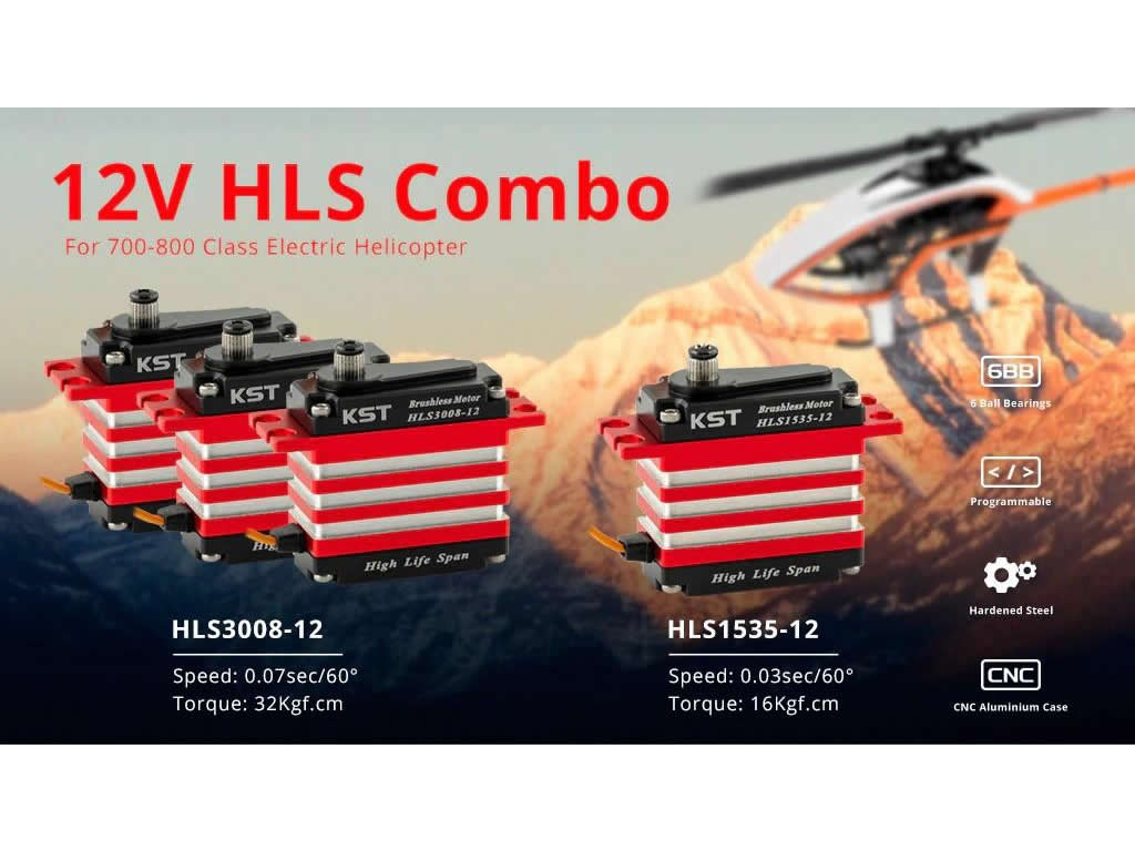 KST HLS Servo Combo 12V for Helicopter : KST-2300 - Midland Helicopters