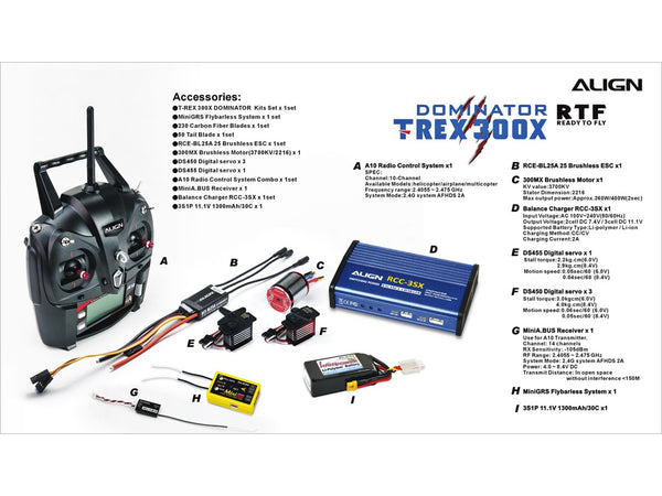 Align T-Rex 300X RTF SUPER COMBO (RH30E03XT) - Midland Helicopters