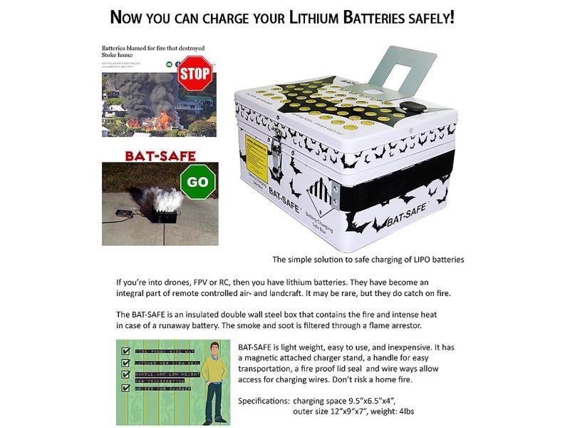 Bat-Safe Medium Lipo Charging Safe Box : BS-1 - Midland Helicopters