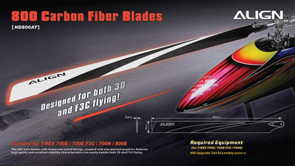 Align 800 Carbon Fiber Blades (HD800AT) - Midland Helicopters