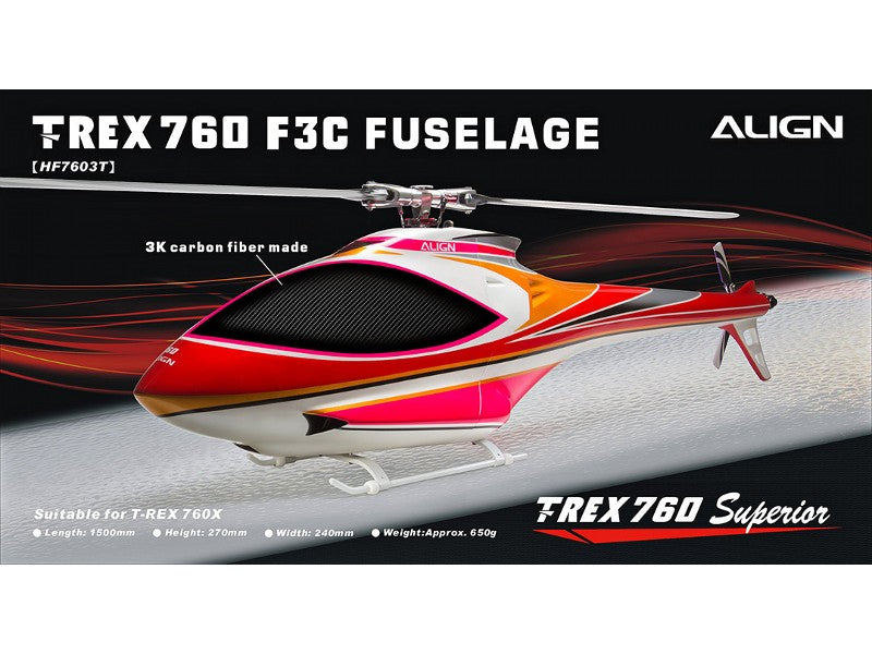 Align T-Rex 760 F3C Carbon Fiber Fuselage - Pink : HF7603T - Midland ...