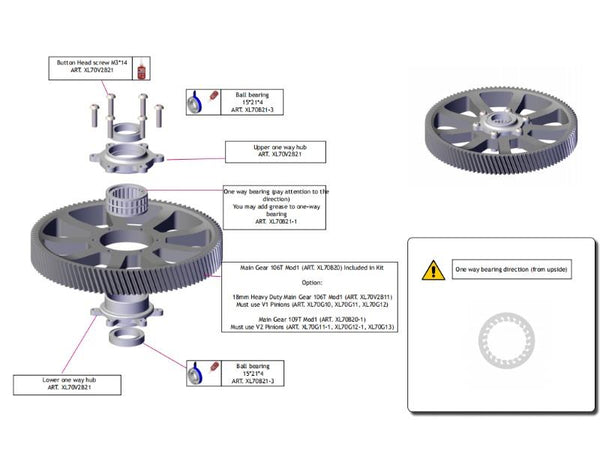 XLPower New One Way Bearing Hub Assembly : XL70V2B21 - Midland Helicopters
