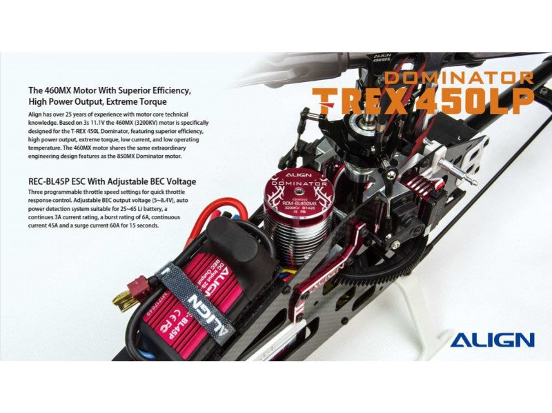 Align T-Rex 450 LP Dominator ARTF : RH45E35XT - Midland Helicopters
